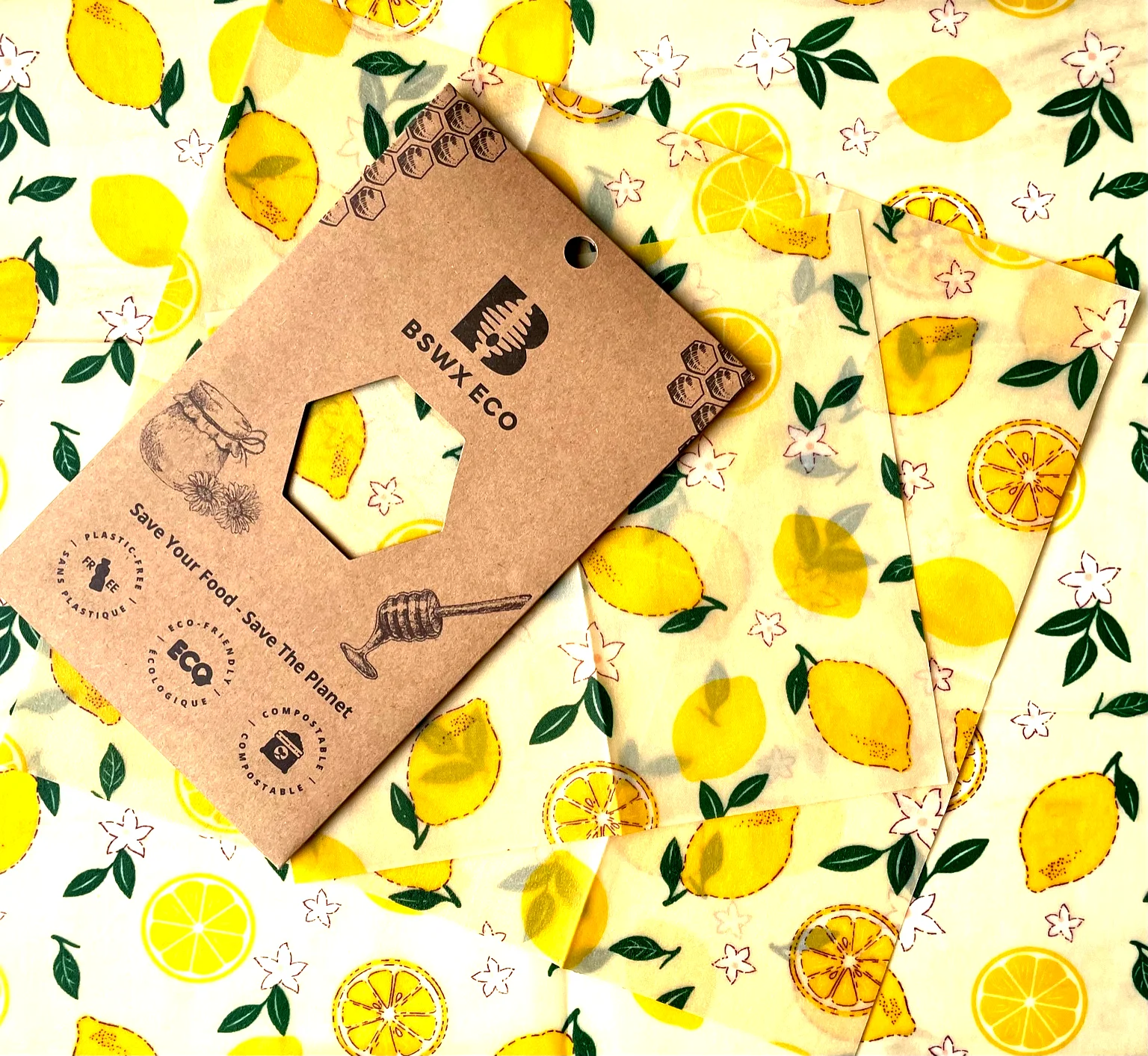 Lemon Wraps 3-Pack - Sustainable Beeswax Food Wraps